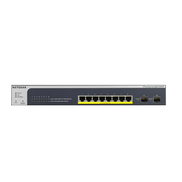 NETGEAR GS510TPP 8-Port 1G PoE+ + 2-Port 1G SFP Manage Rackmount Switch